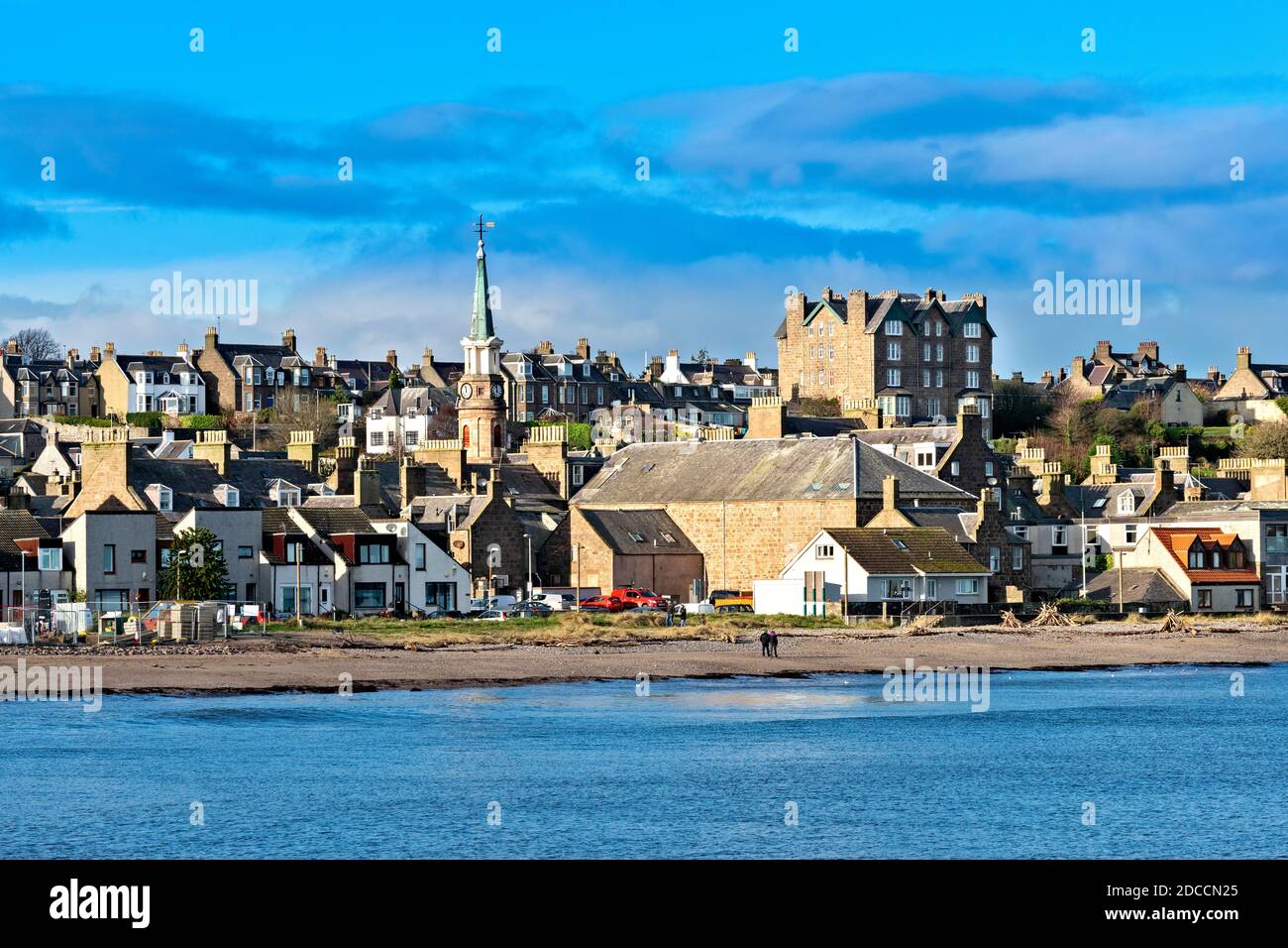 STONEHAVEN ABERDEENSHIRE SCOTLAND VIEW OF TOWN HOUSES CLOCK TOWER AND ...