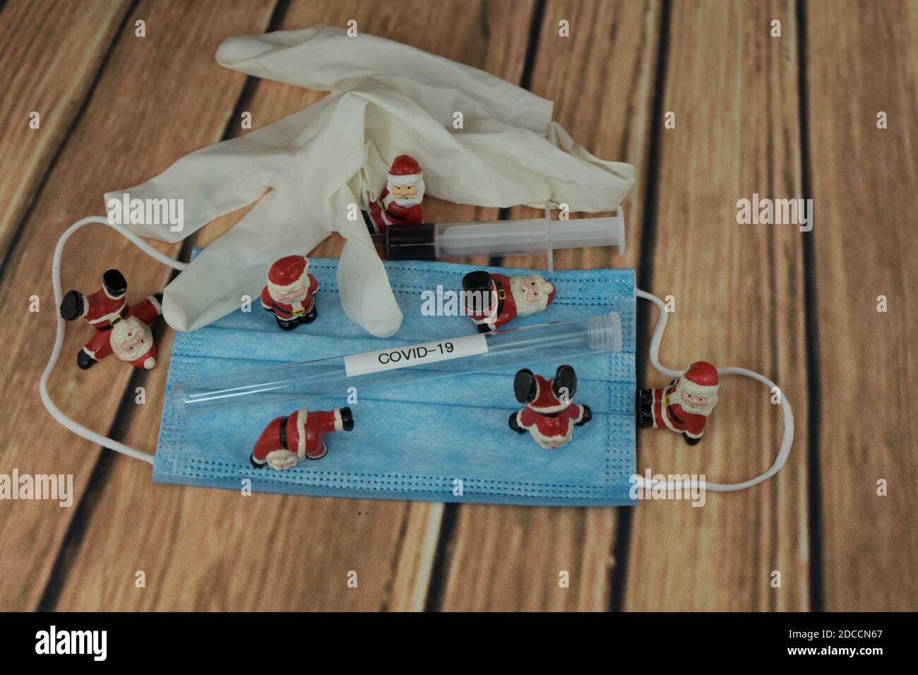 Santa claus and corona test tube Stock Photo - Alamy