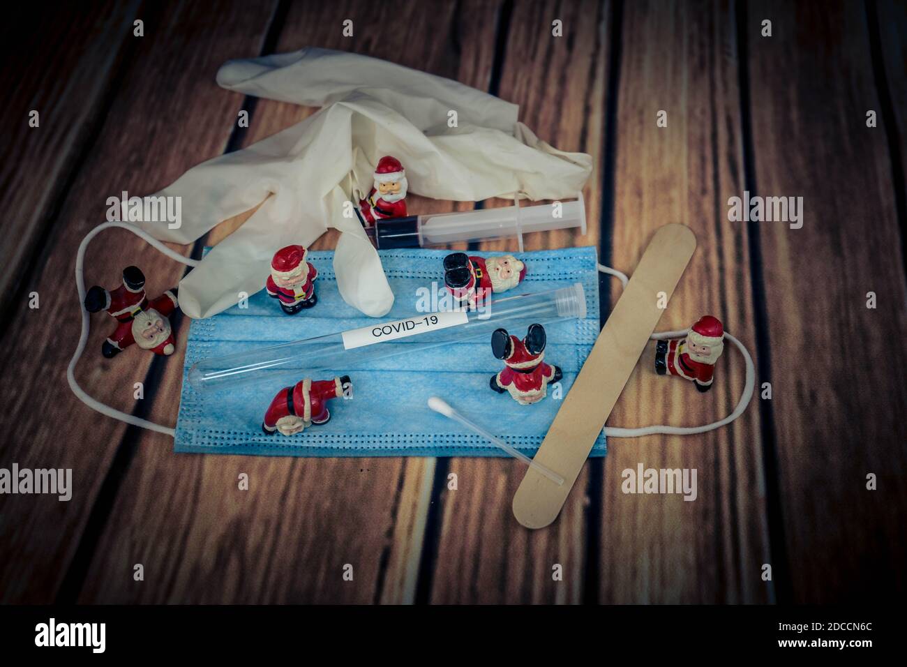 Santa claus and corona test tube Stock Photo - Alamy