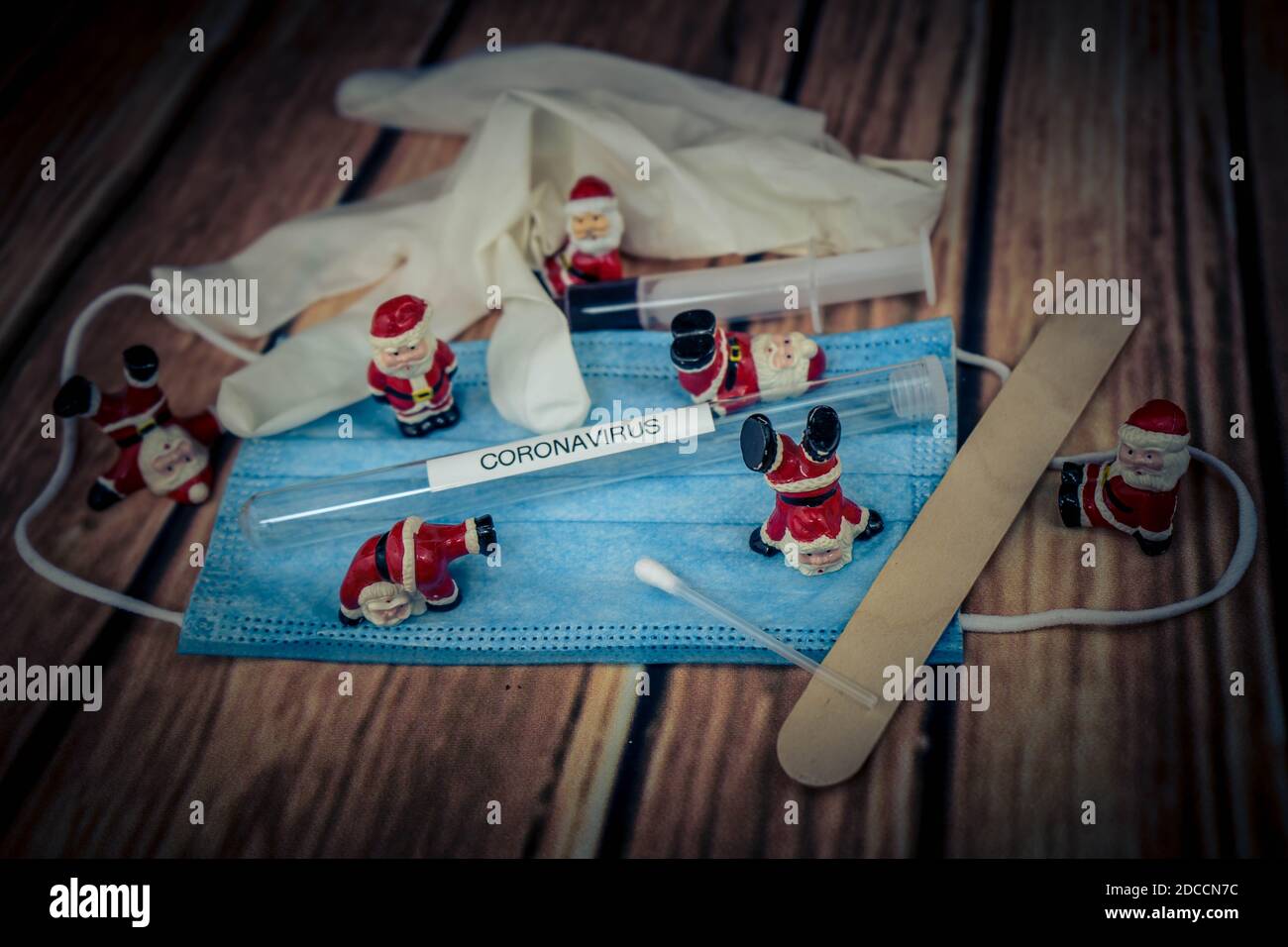 Santa claus and corona test tube Stock Photo - Alamy