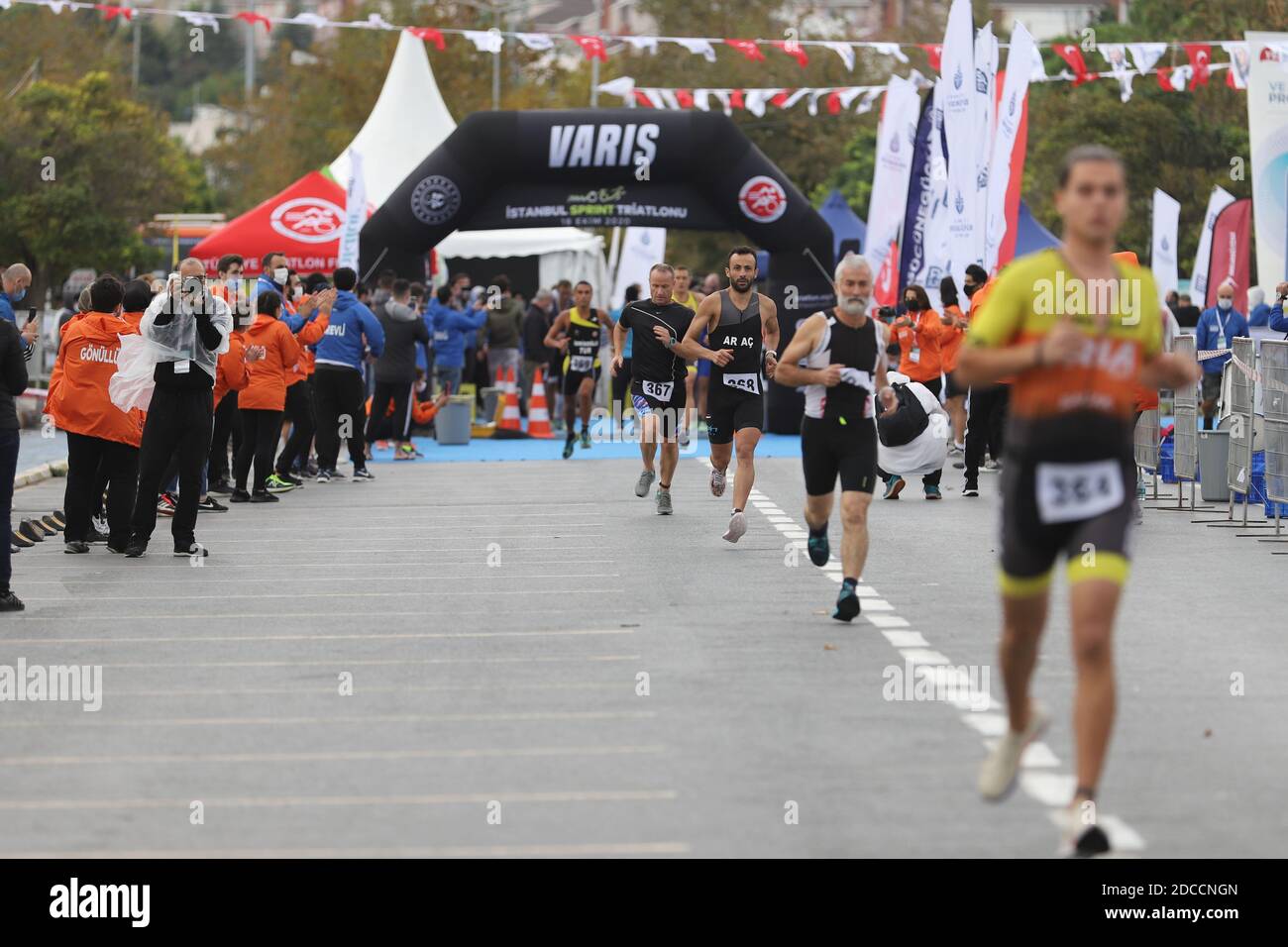 ISTANBUL, TURKEY - OCTOBER 18, 2020: Athletes competing in running ...