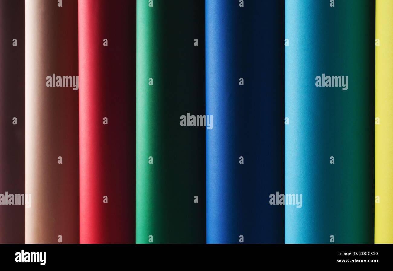 Colored paper in rolls multicolored cylindrical cardboard Stock Photo ...