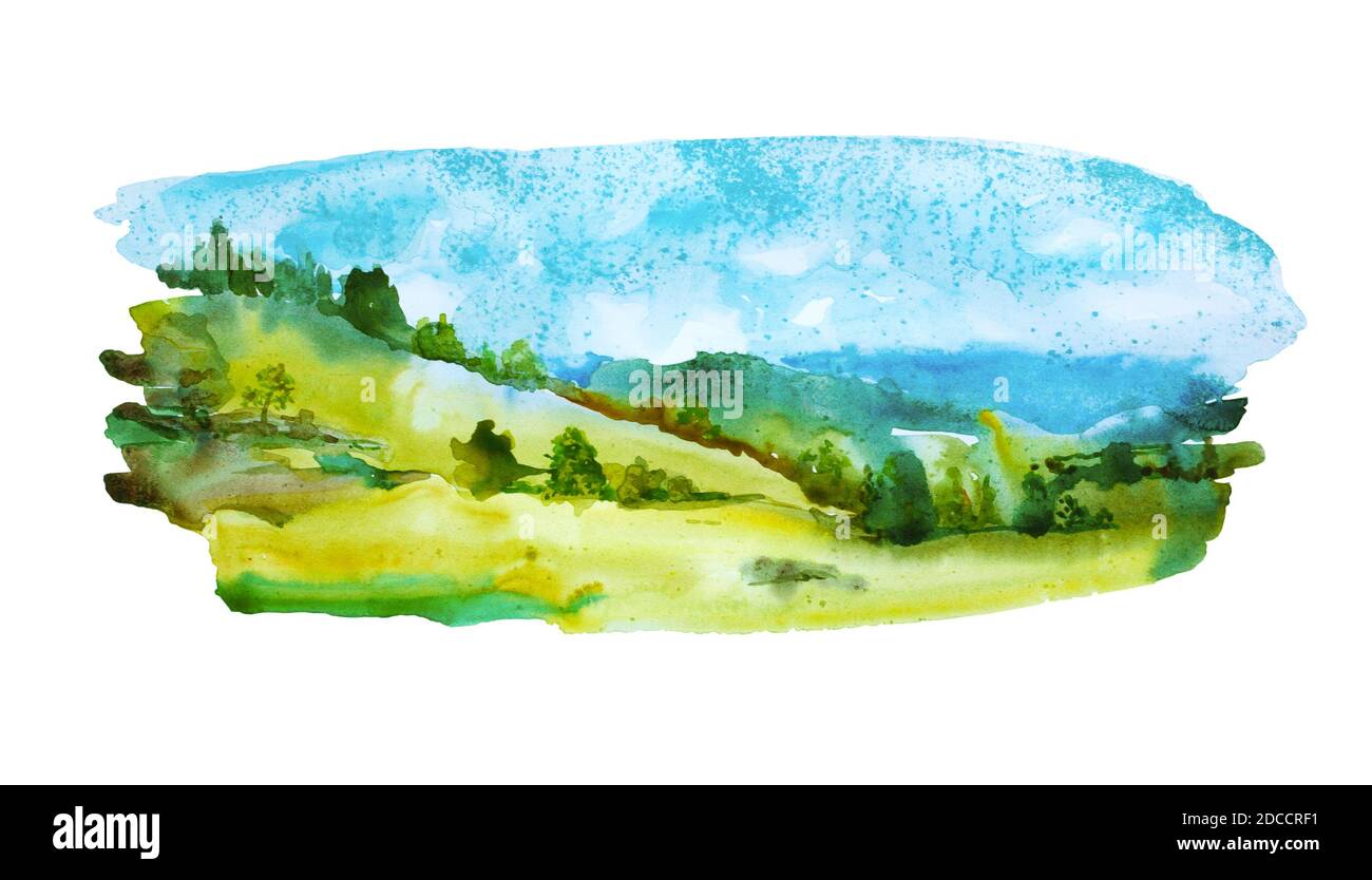 Tree green hills blue Cut Out Stock Images & Pictures - Alamy