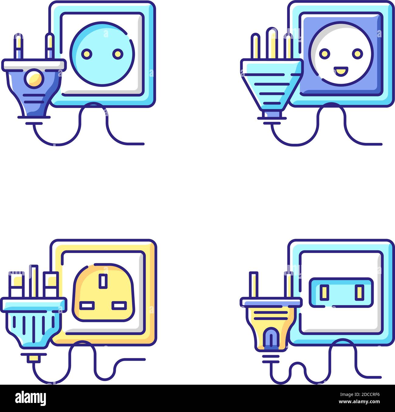 Power outlet types RGB color icons set Stock Vector Image & Art - Alamy