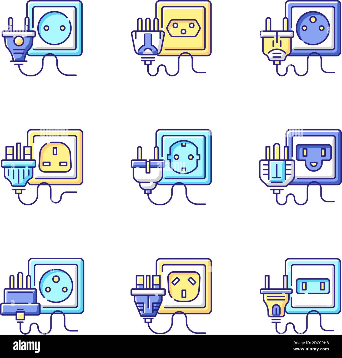 Different power outlets RGB color icons set Stock Vector Image & Art ...