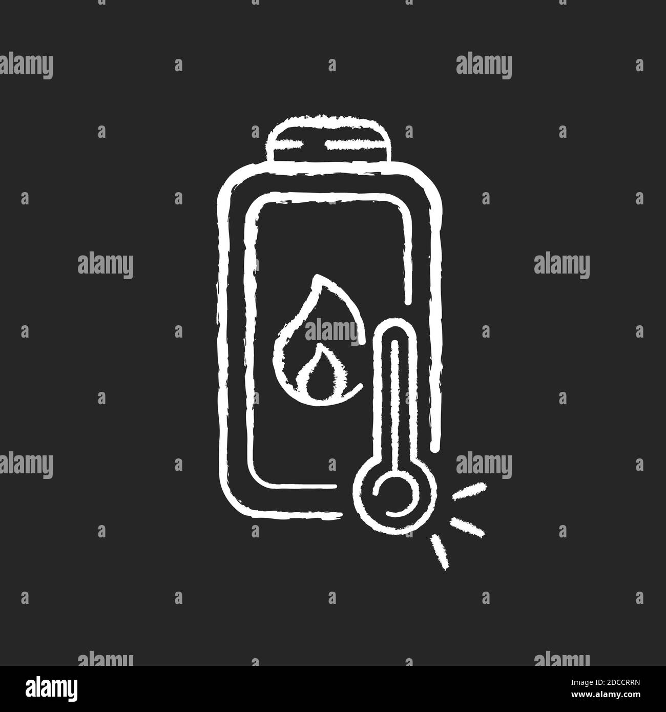 Battery overheating problem chalk white icon on black background Stock ...