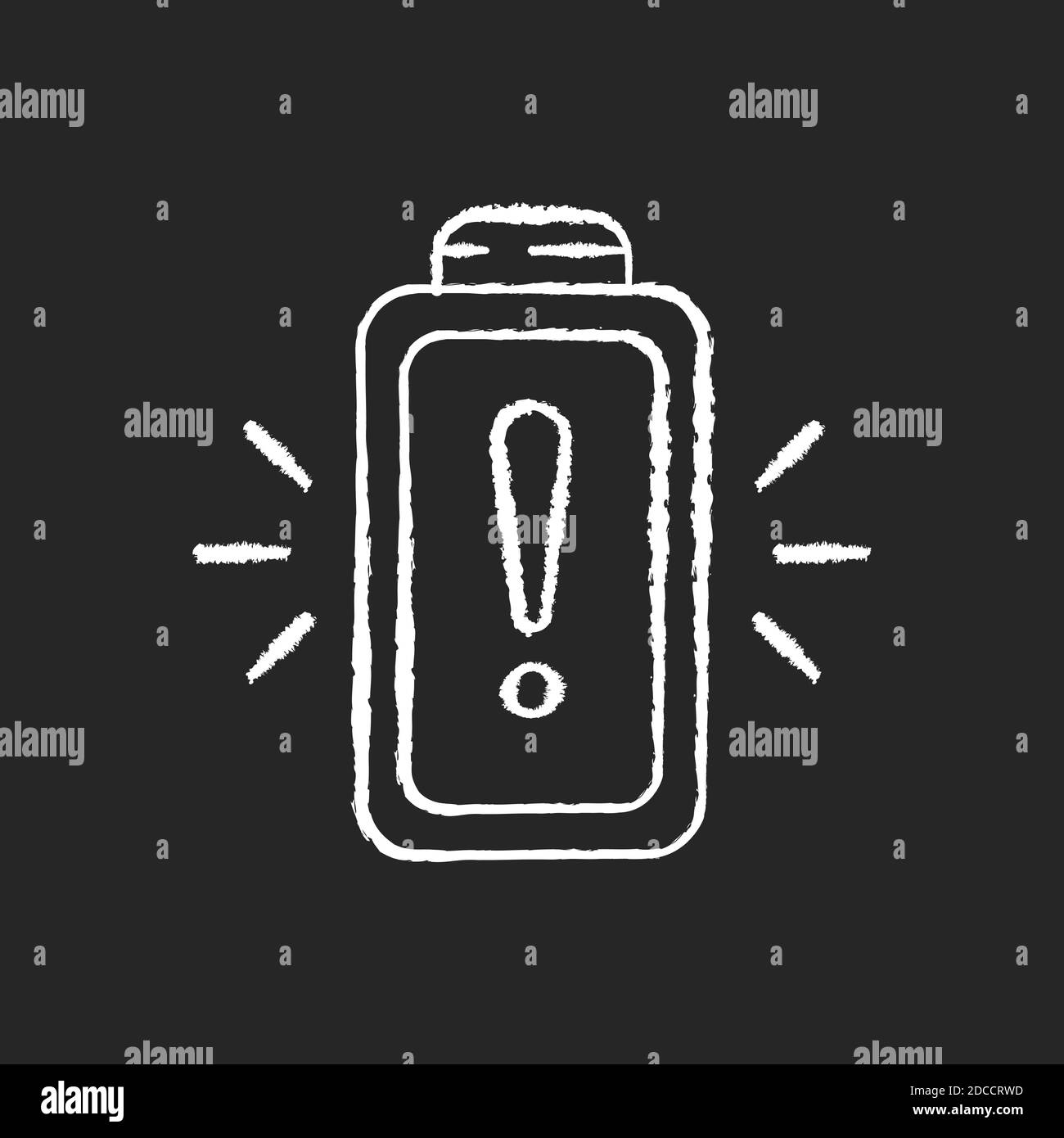 Battery working process risk chalk white icon on black background Stock ...