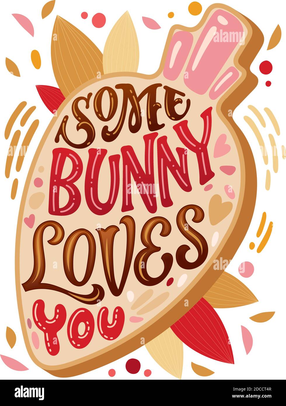 Some bunny loves you - hand drawn easter lettering for postcard design ...