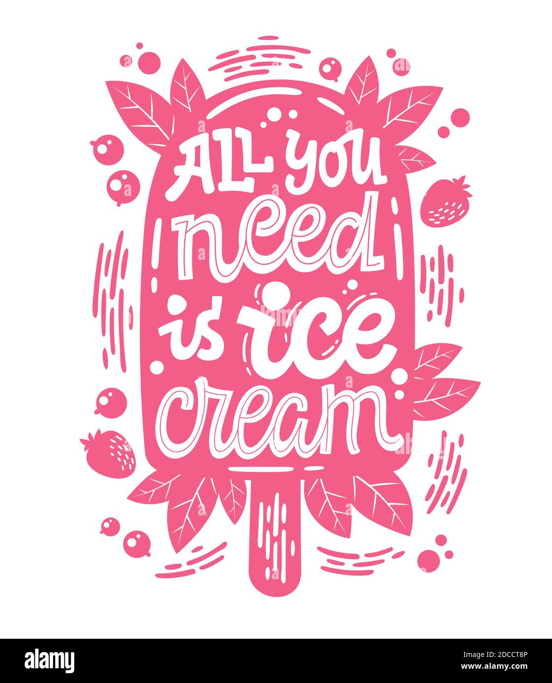 Monochrome illustration with ice cream lettering for decoration design ...