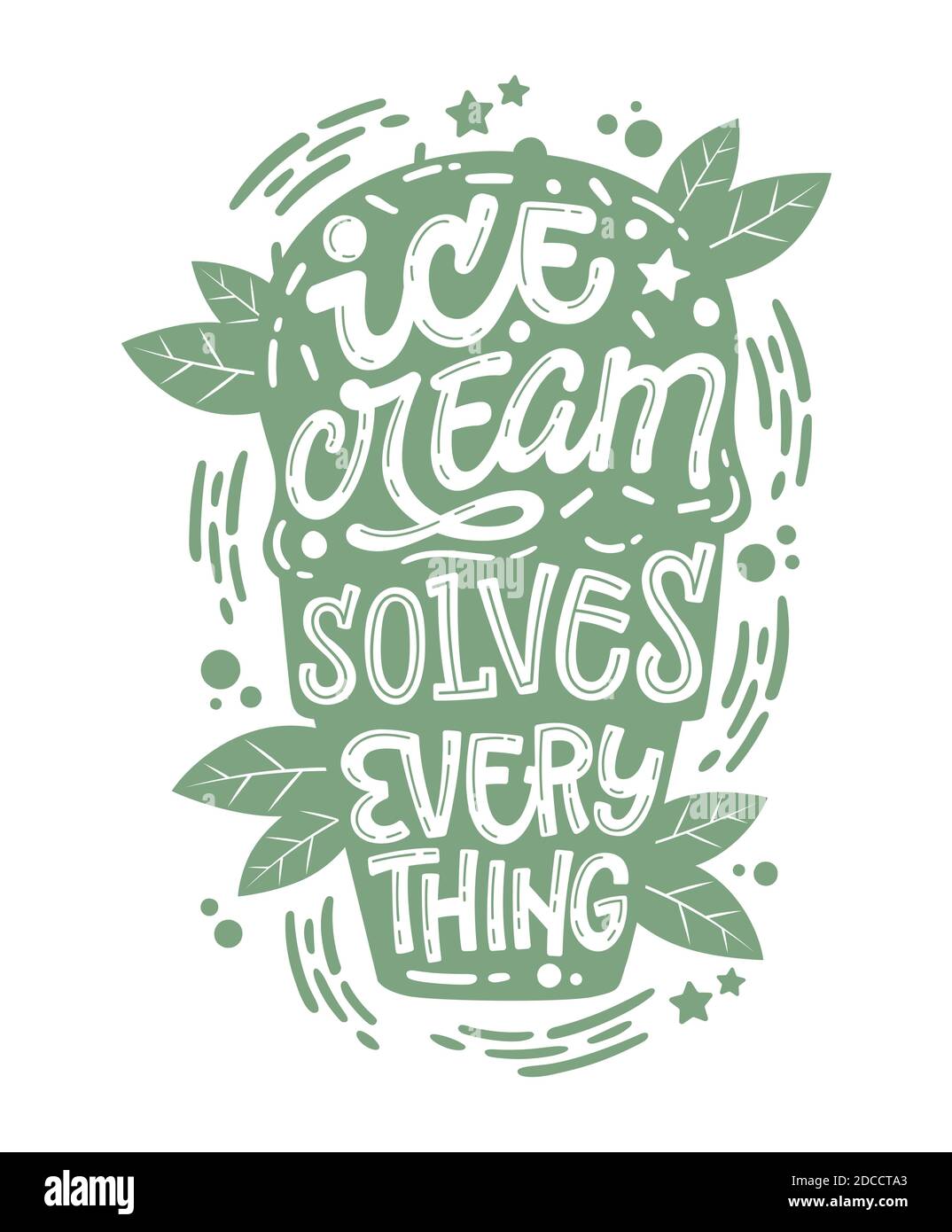 Monochrome illustration with ice cream lettering for decoration design ...