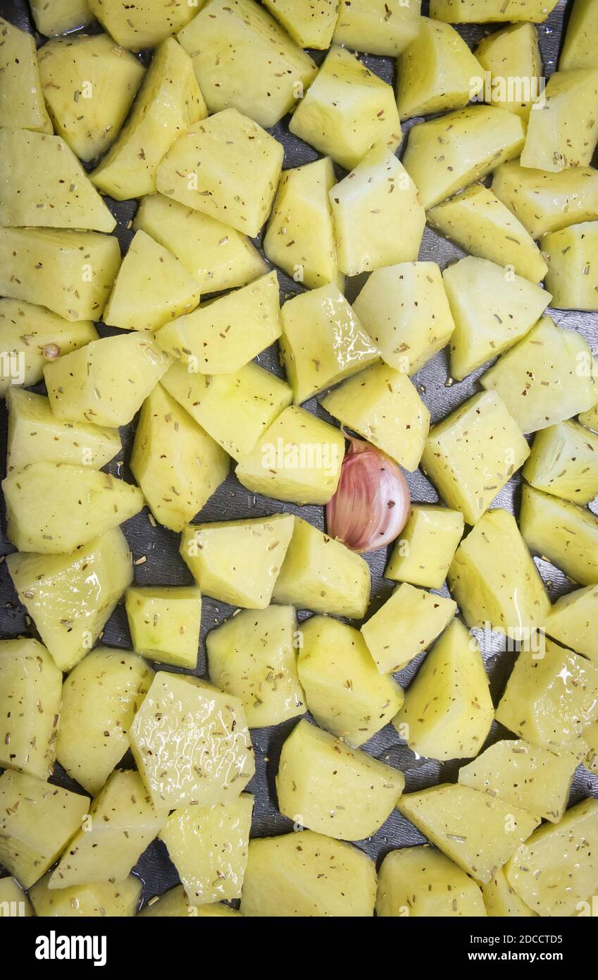 Chopped potatoes background Stock Photo - Alamy