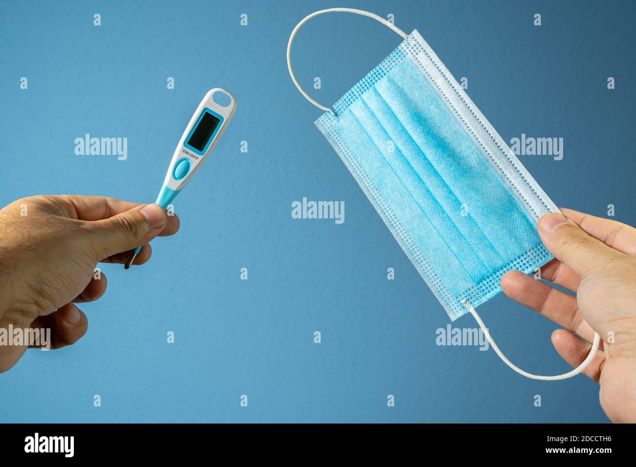 protection temperature an protection masc for virus Stock Photo - Alamy