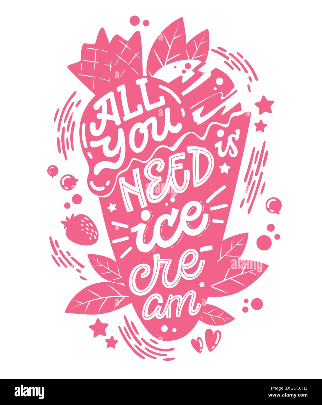 Monochrome illustration with ice cream lettering for decoration design ...