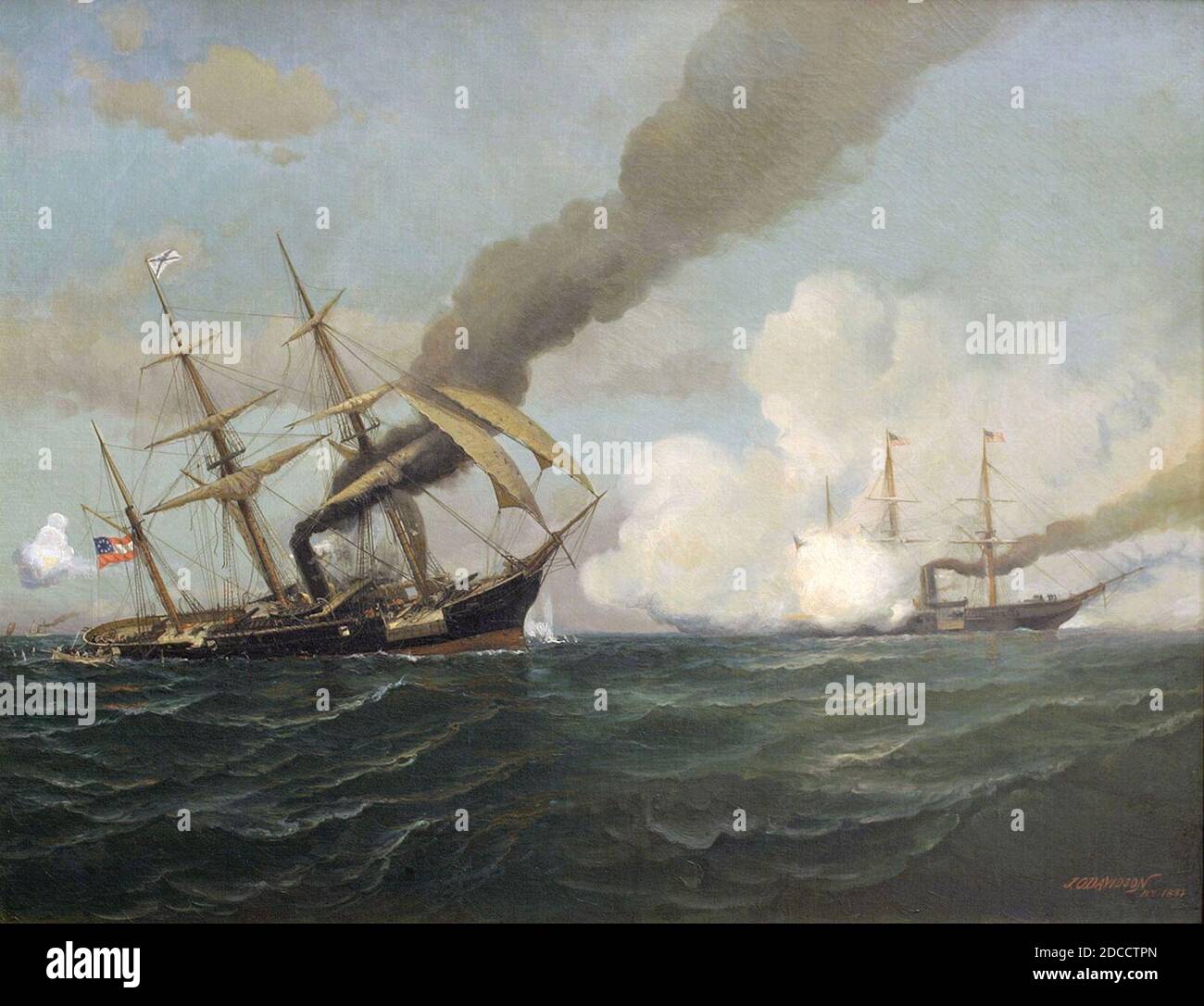 Kearsarge and Alabama (Civil War Naval Battle), by Julian O. Davidson ...