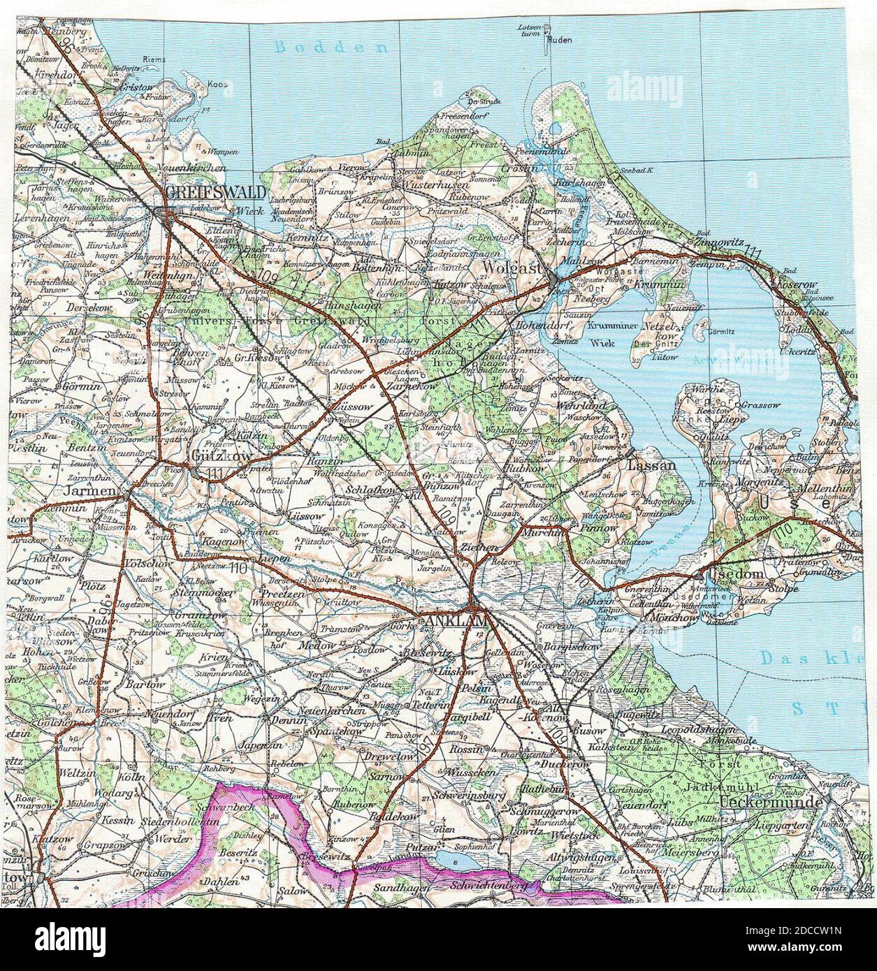 Karte Landkreis Vorpommern-Greifswald Stock Photo - Alamy