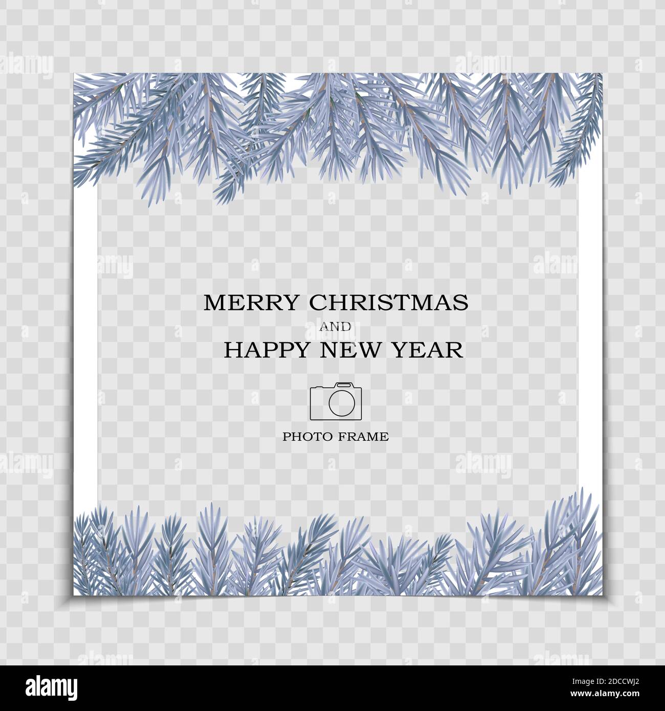 Merry Christmas and Happy New Year Photo Frame Template. Vector ...