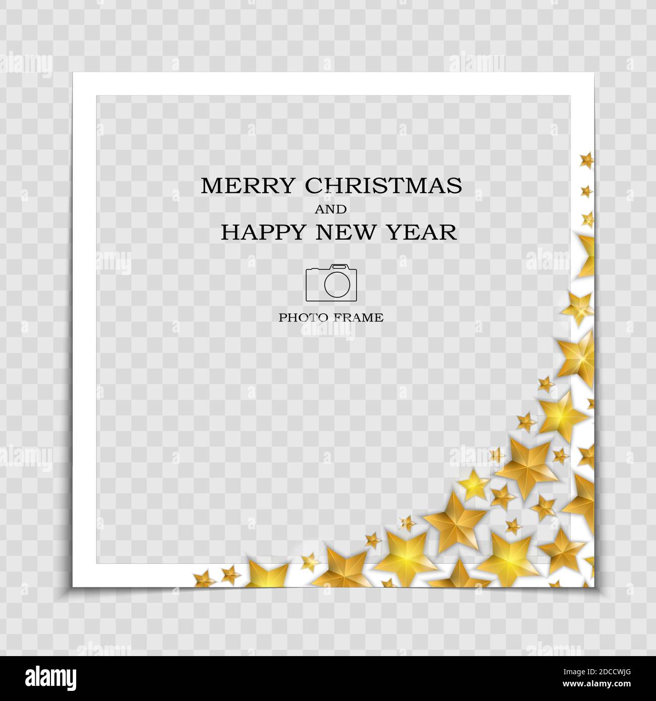 Merry Christmas and Happy New Year Photo Frame Template. Vector ...