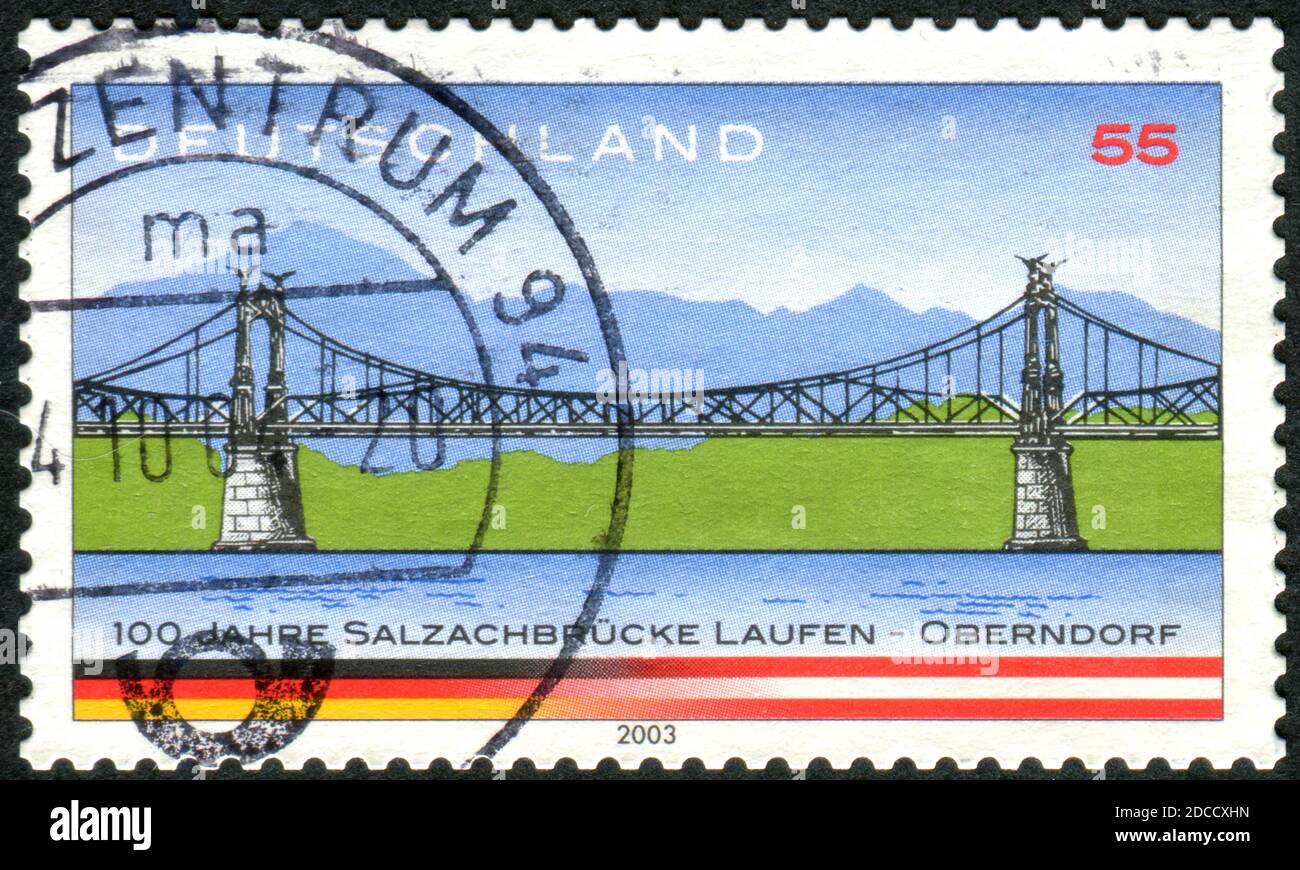 GERMANY - CIRCA 2003: A stamp printed in Germany, shown of Salzach ...