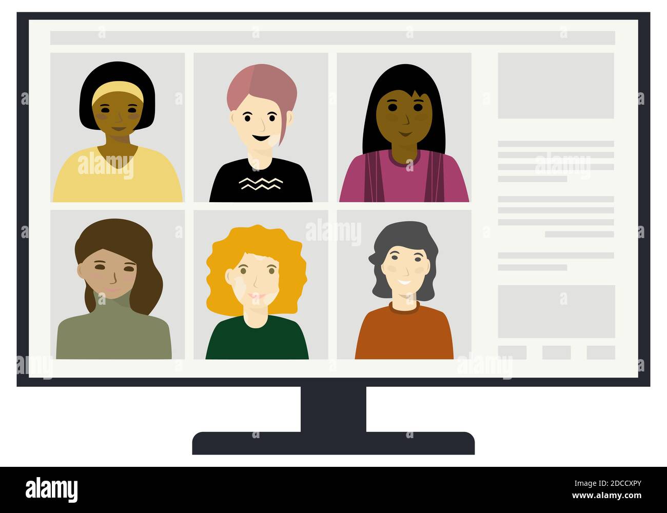 Video conference. Online meeting. Work and study at home. Isolated ...