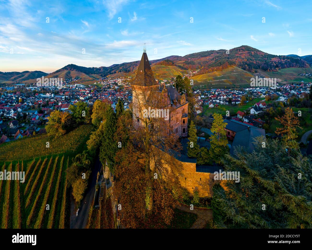 Colorful landscape aerial view of little village Kappelrodeck in Black ...