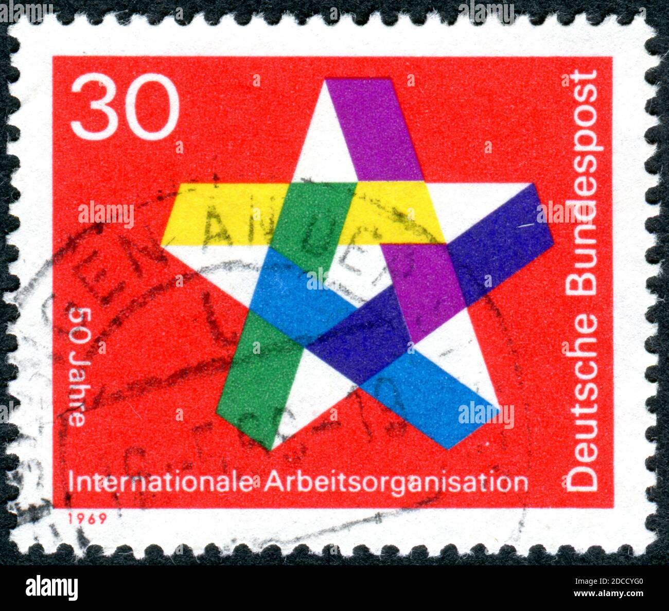 GERMANY - CIRCA 1969: A stamp printed in Germany, dedicated to 50 years ... GERMANY - CIRCA 1969: A stamp printed in Germany, dedicated to 50 years ...