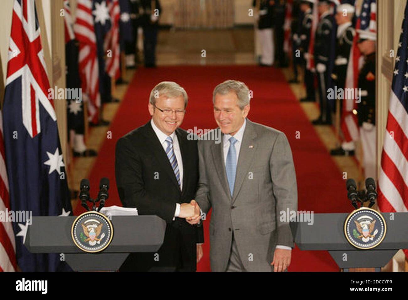 Kevin Rudd and George W. Bush Washington 2008 Stock Photo - Alamy