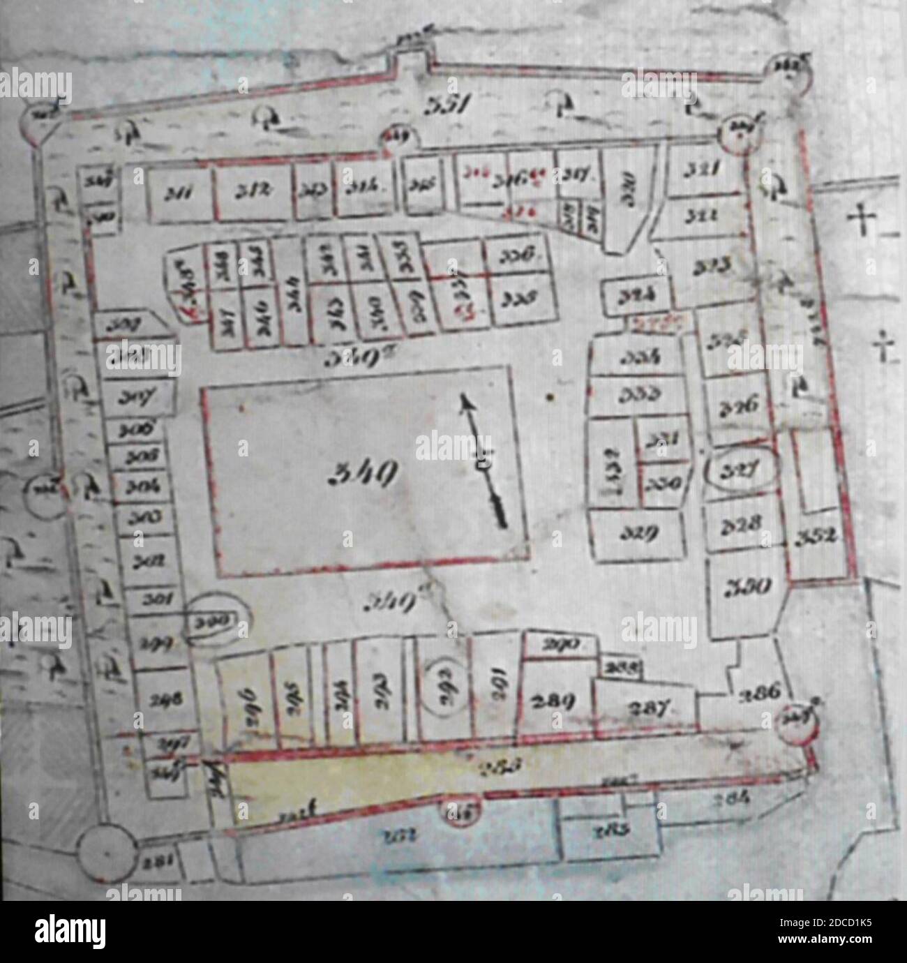 Kirchenburg Ostheim, Katasterplan Stock Photo - Alamy