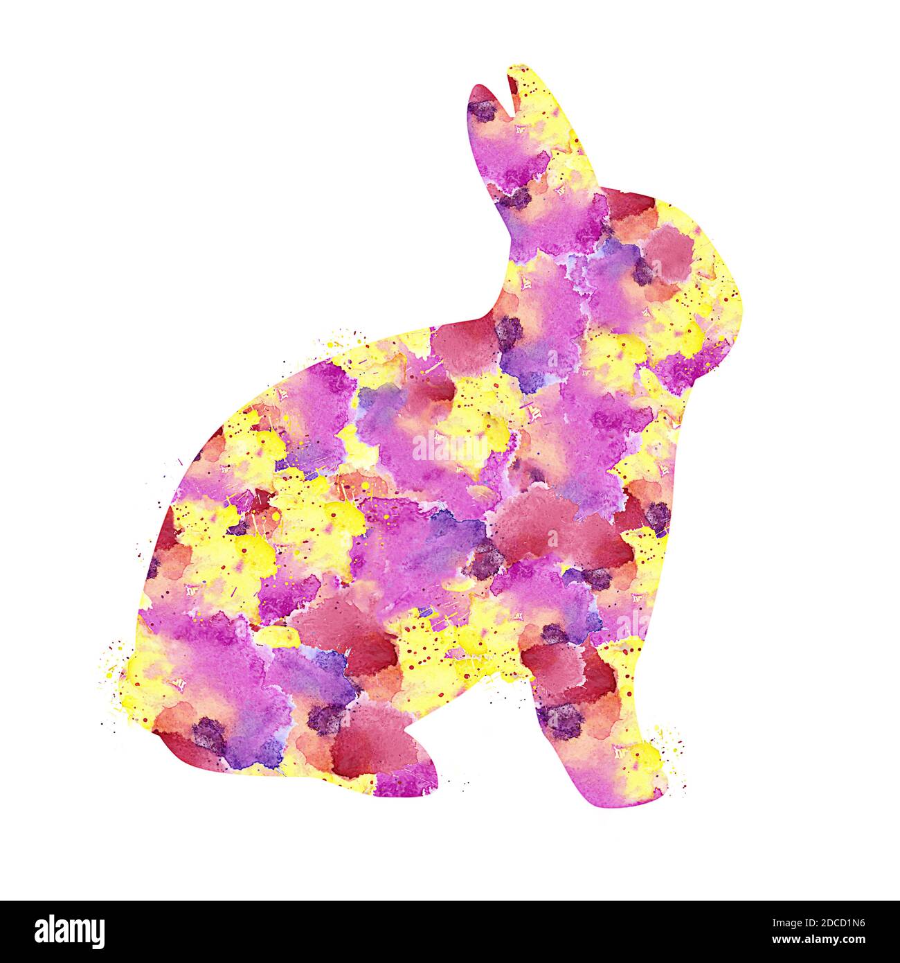 Rabbit with Watercolor Splash effect against clear white background ...