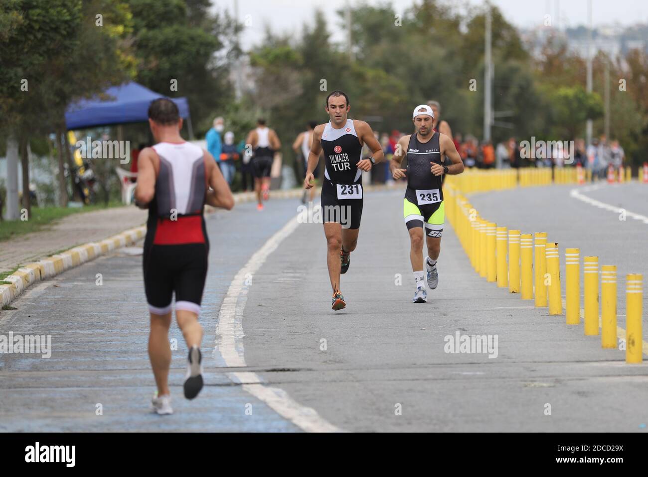 ISTANBUL, TURKEY - OCTOBER 18, 2020: Athletes competing in running ...