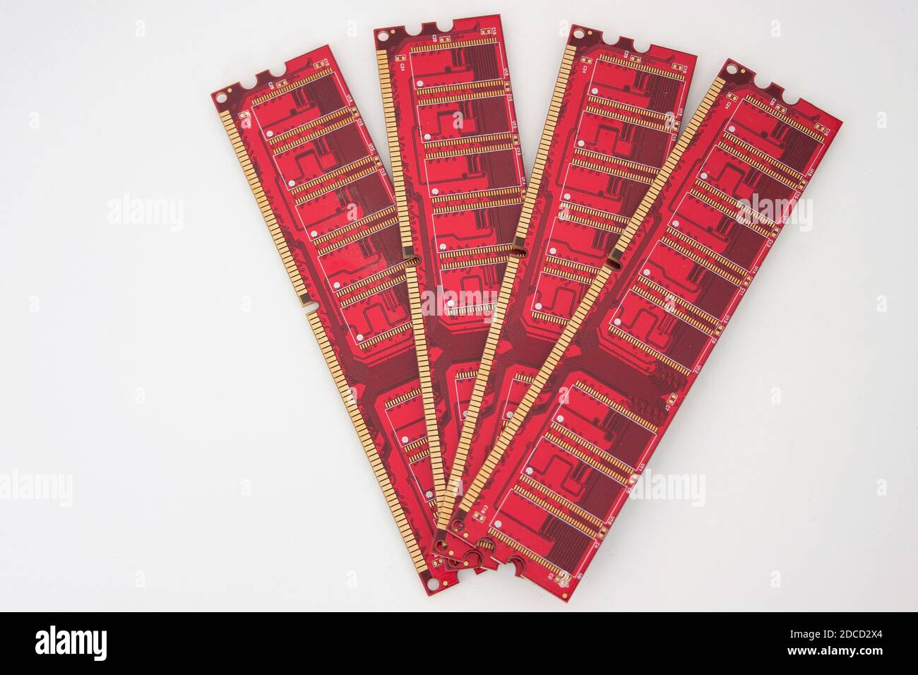 Four computer chips isolated on a white background. Retro technology ...