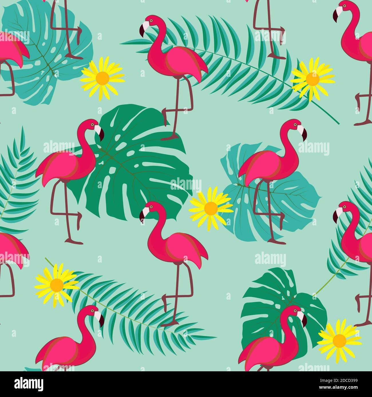 Cute Retro Seamless Flamingo Pattern Background Illustration Stock Photo - Alamy