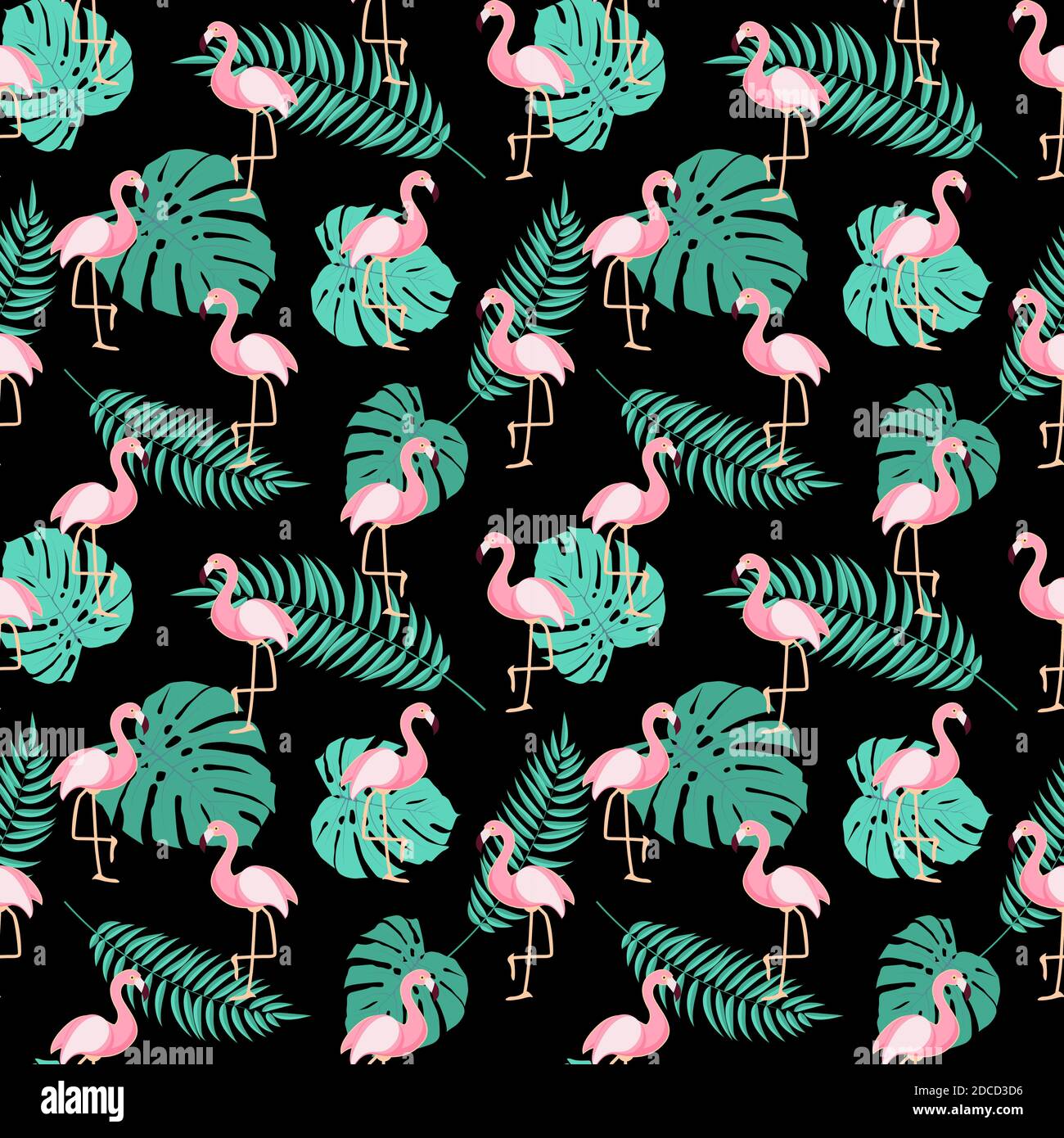 Cute Retro Seamless Flamingo Pattern Background Illustration Stock ...
