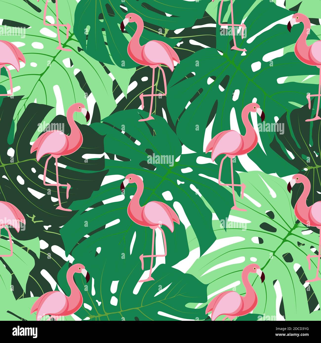 Cute Retro Seamless Flamingo Pattern Background Illustration Stock Photo - Alamy