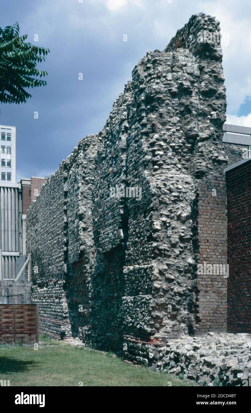 Roman London - City wall, North Tower, August 1970. Remnants of the ...