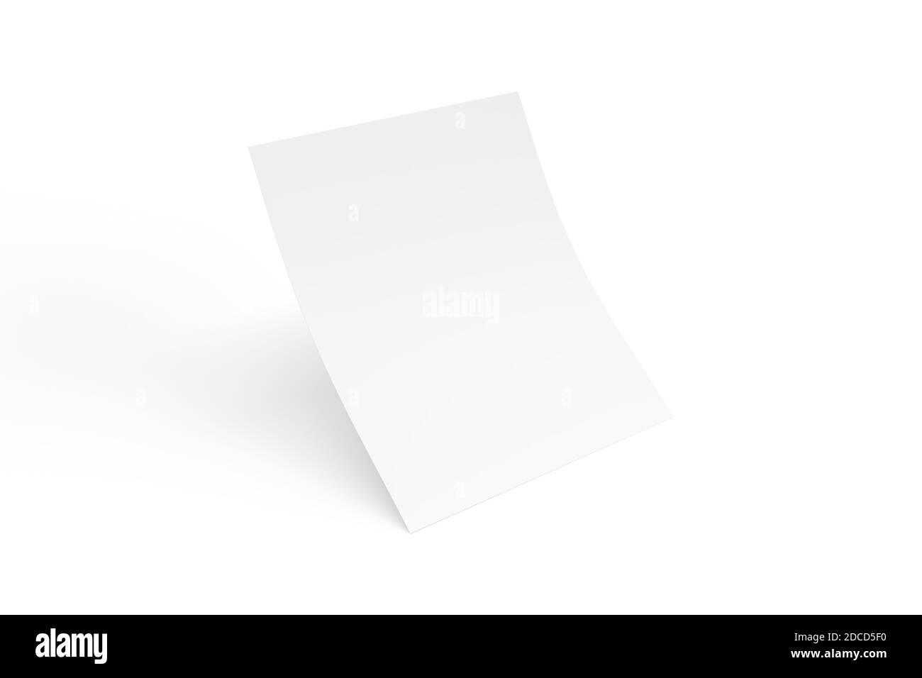Curved sheet of paper mockup isolated on white background - 3D render ...