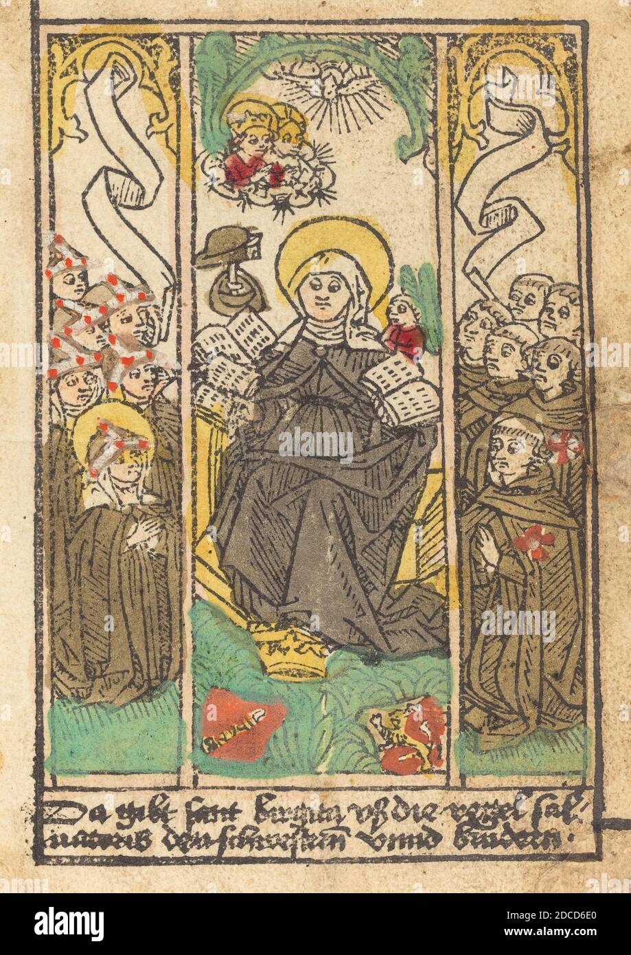 German 15th Century, (artist), Saint Bridget, c. 1490, woodcut, hand ...