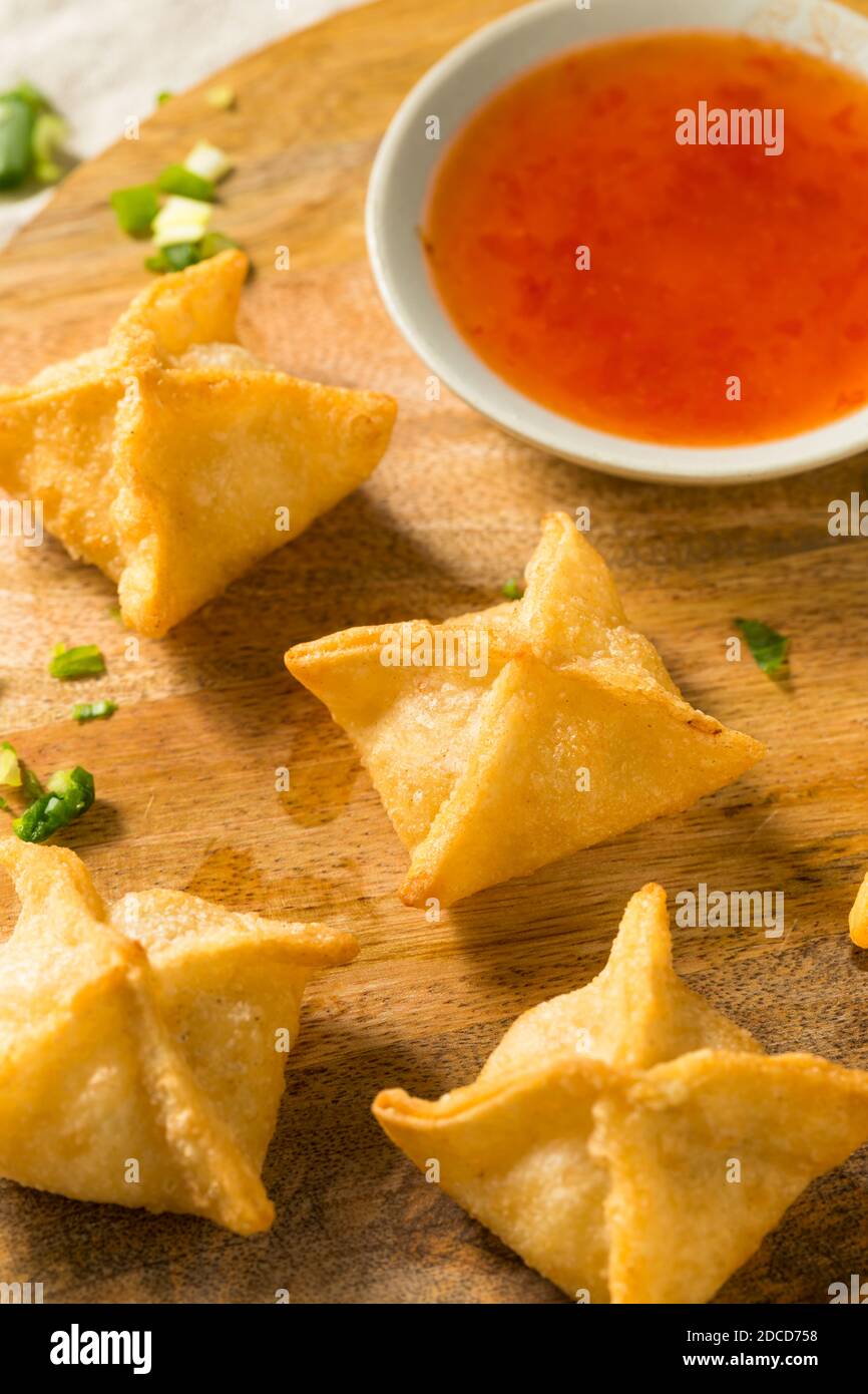 Homemade Fried Crab Rangoon Wontons with Dipping Sauce Stock Photo - Alamy