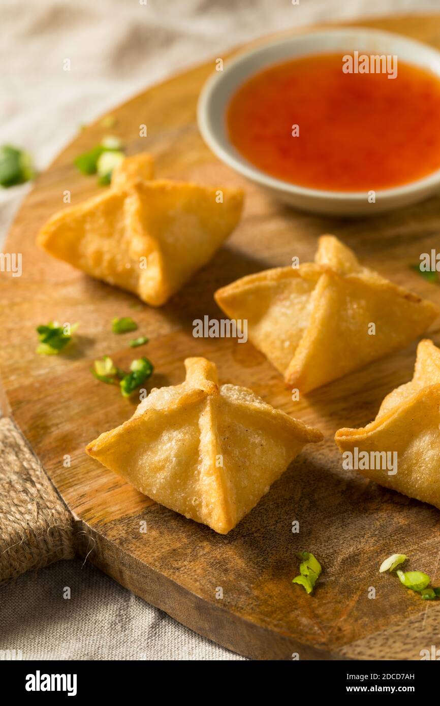 Homemade Fried Crab Rangoon Wontons with Dipping Sauce Stock Photo - Alamy