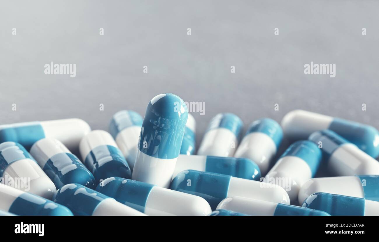Capsule pill blue white hi-res stock photography and images - Alamy