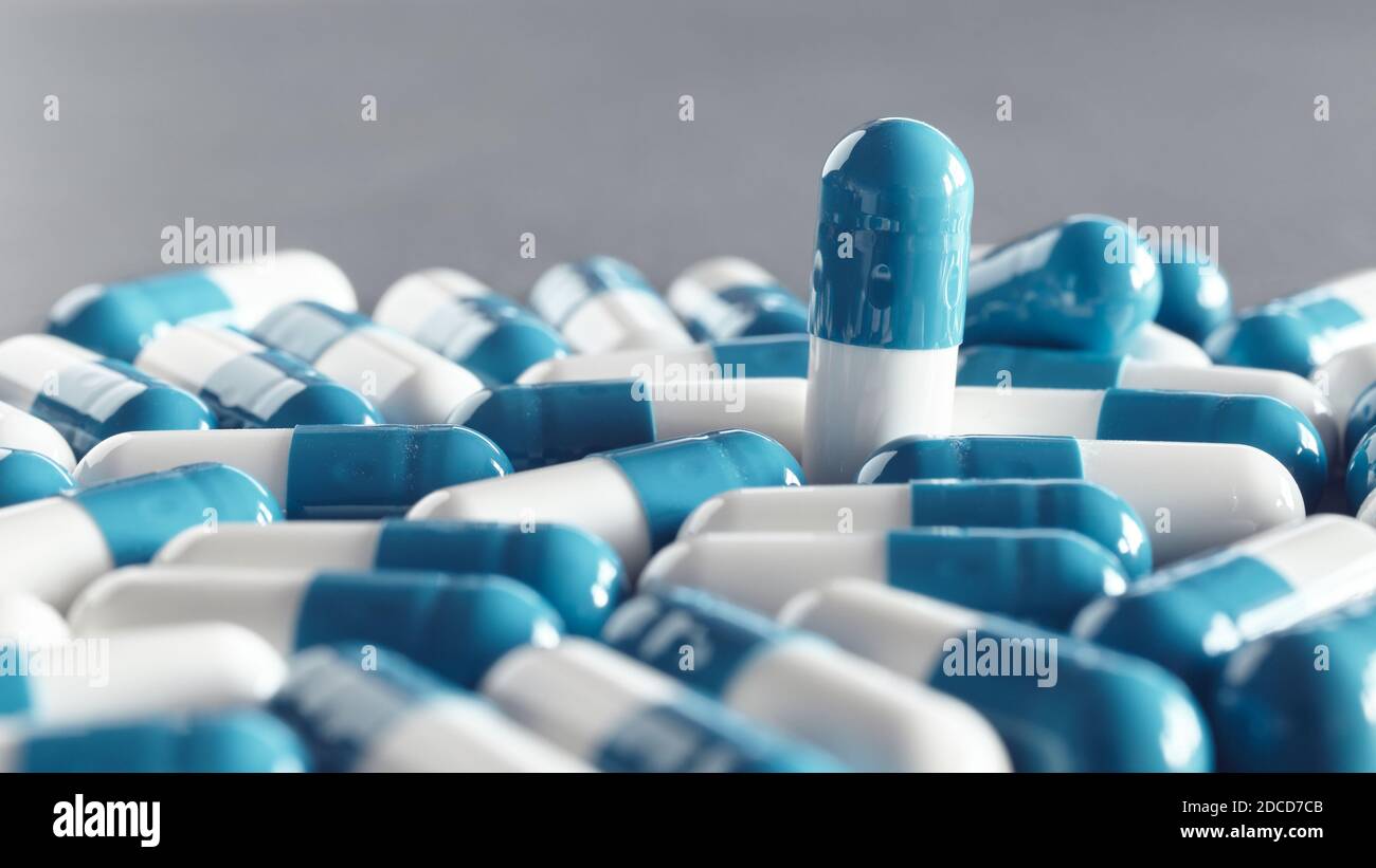 Capsule pill blue white hi-res stock photography and images - Alamy
