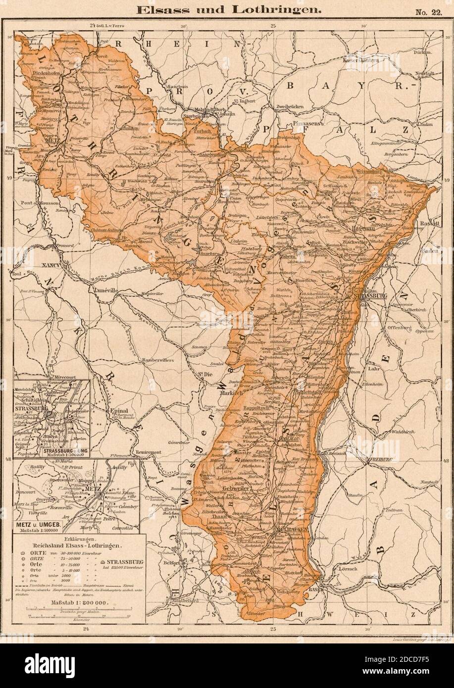 Karte Elsass-Lothringens 1905 Stock Photo - Alamy