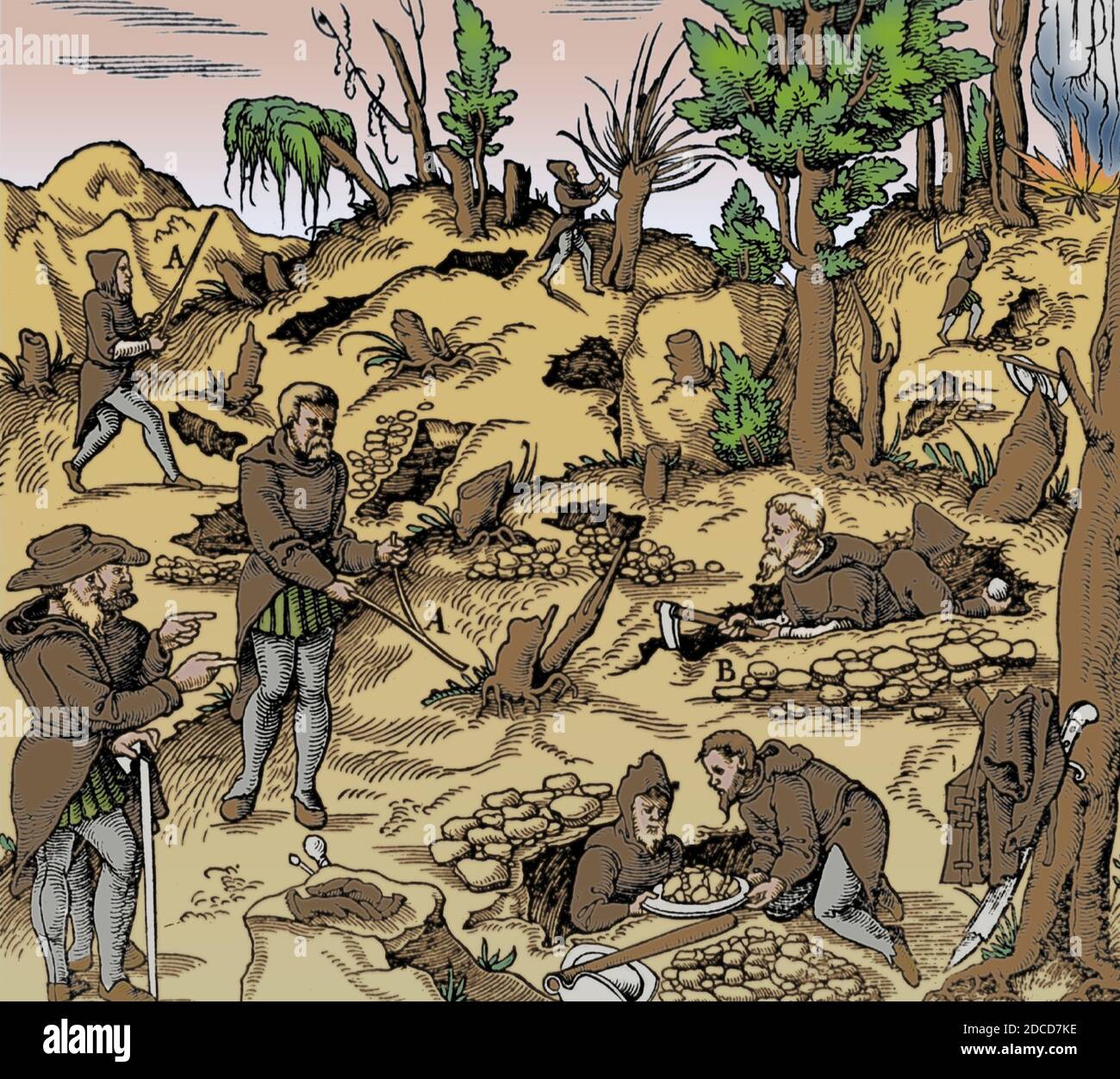 Prospecting with Divining Rods, 16th Century Stock Photo - Alamy