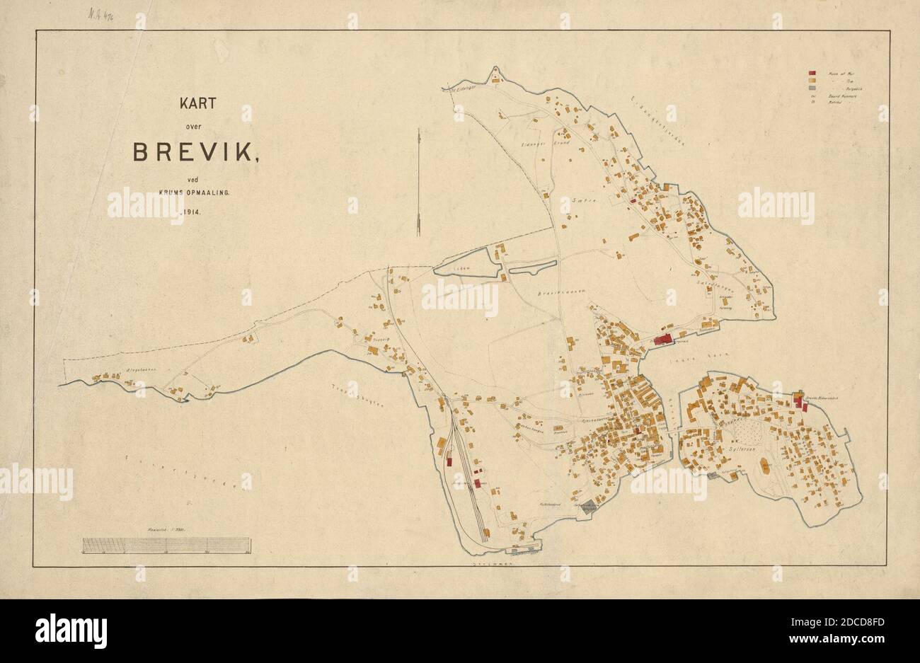 Kart over Brevik 1914 Stock Photo - Alamy