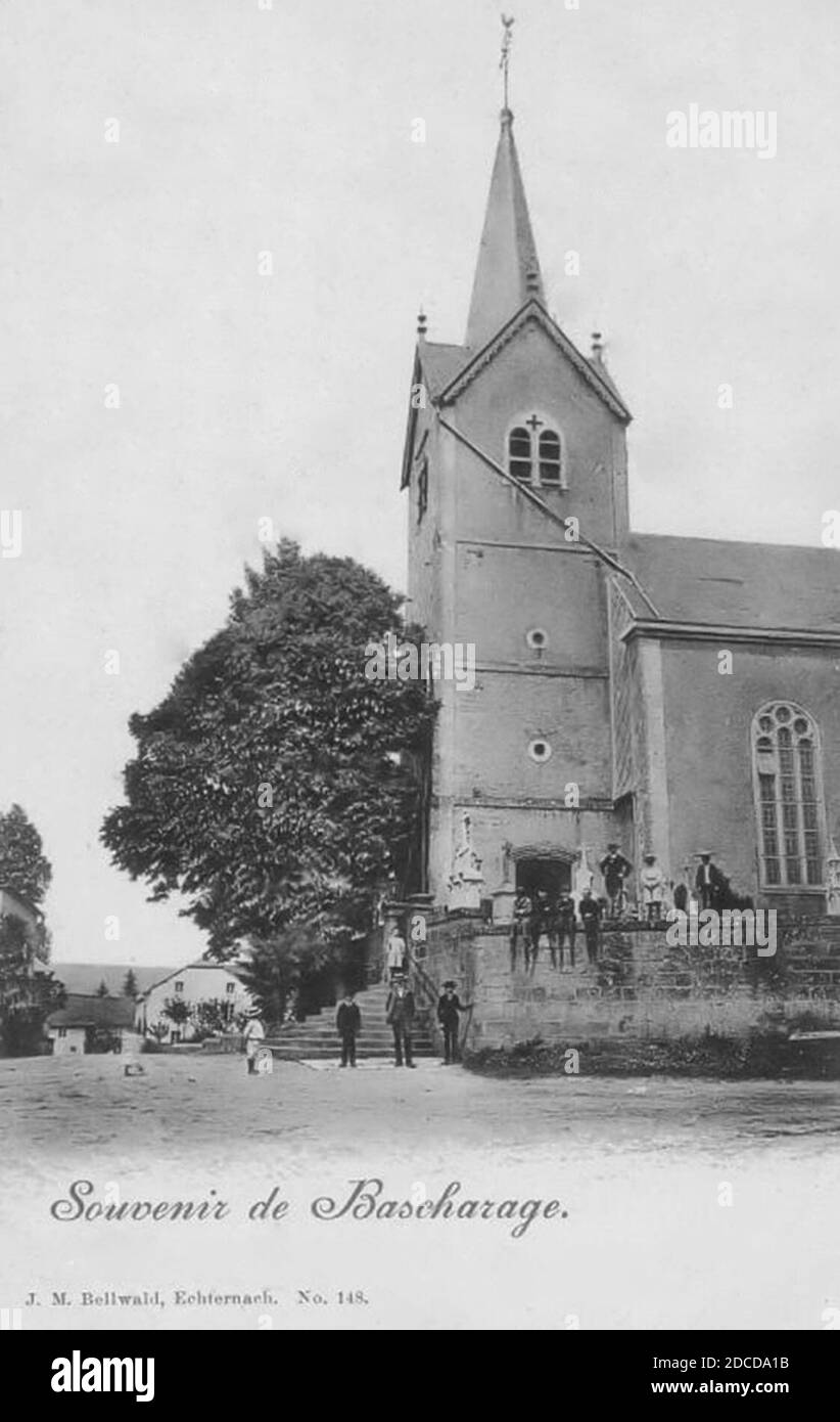 Kirche Bascharage ca 1900 Stock Photo - Alamy