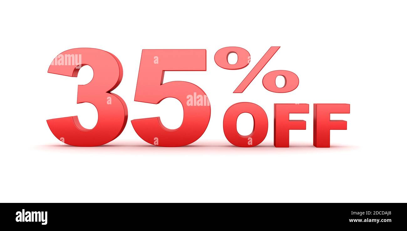 3d render of 35 percent off sale text isolated over white background ...