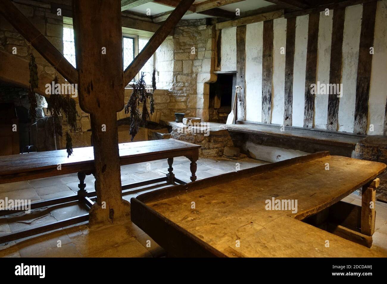 Kitchens, Haddon Hall - Bakewell, Derbyshire, England Stock Photo - Alamy