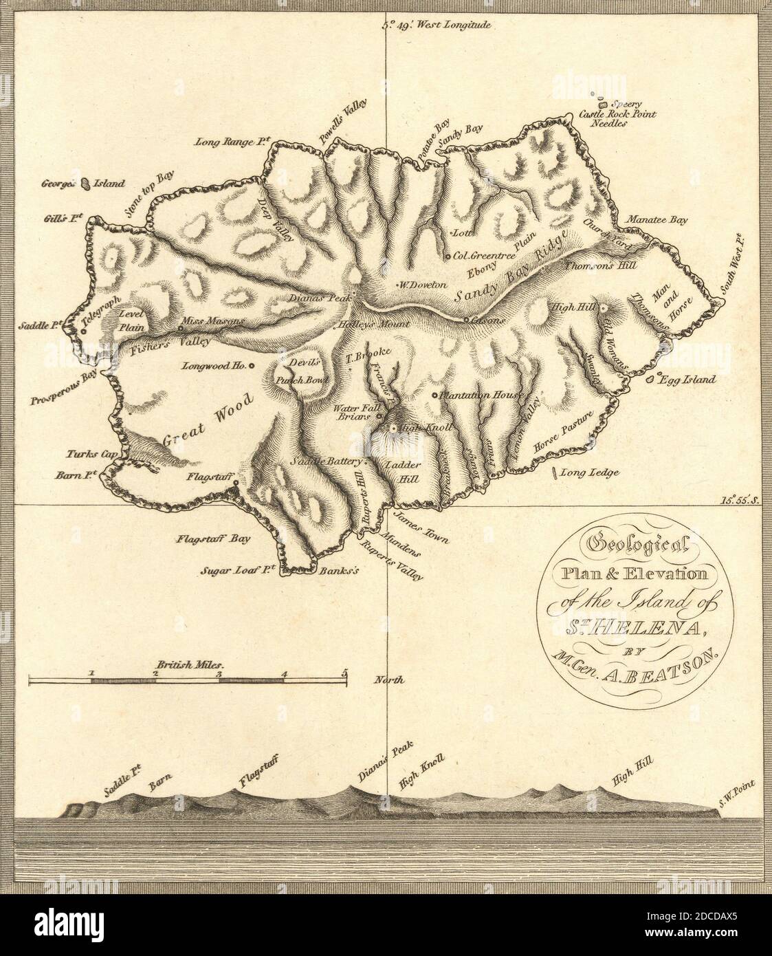 St. Helena, Map, 1816 Stock Photo - Alamy