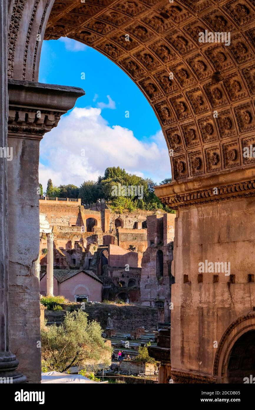 Arch of Septimius Severus in Roman Forum (Foro Romano) - white marble ...