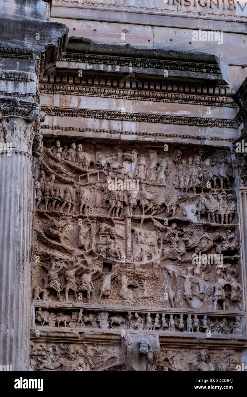 Close-up Details of Arch of Septimius Severus - white marble triumphal ...