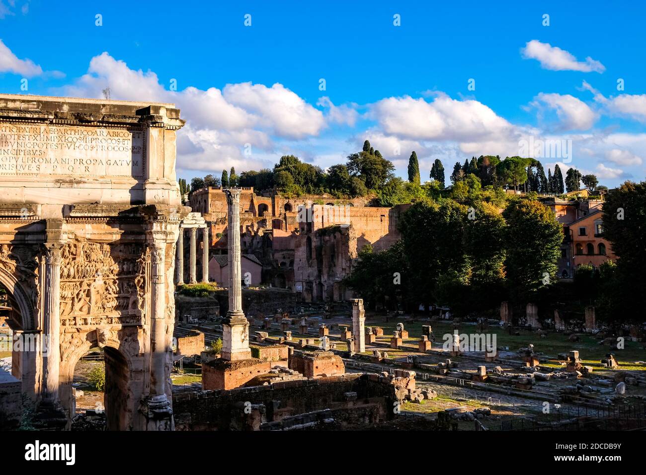 Arch of Septimius Severus and Roman Forum ruins - white marble ...